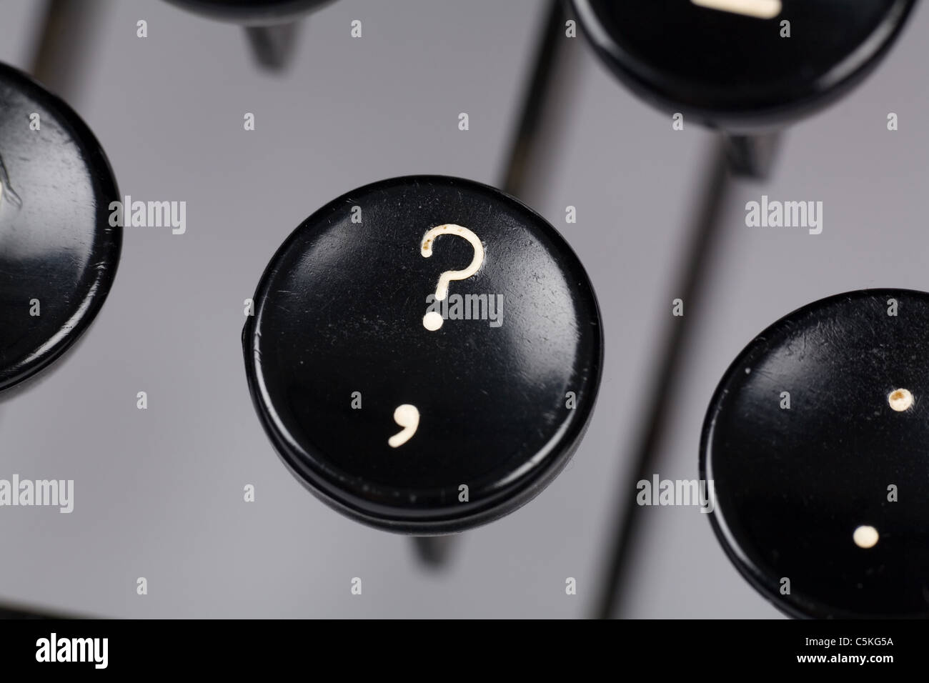 Typewriter keyboard close up shot, interrogation Stock Photo - Alamy