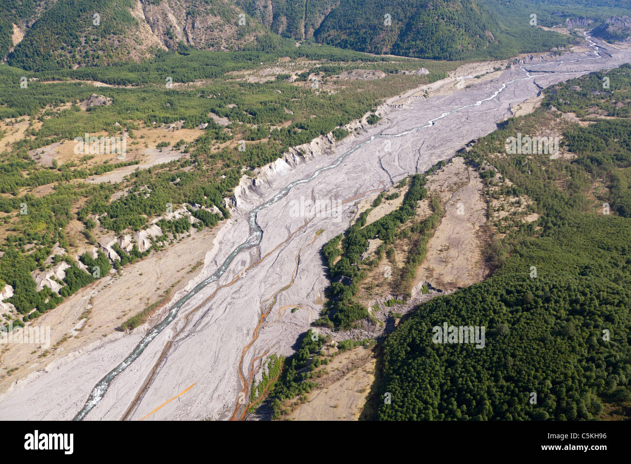 Aerial image of Toutle River near Mount St Helens Washington USA Stock ...