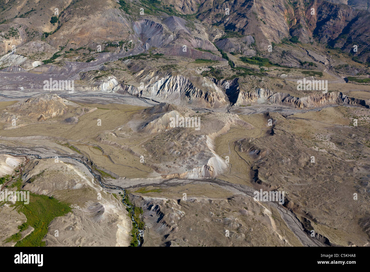 Aerial image of Toutle River near Mount St Helens Washington USA Stock ...