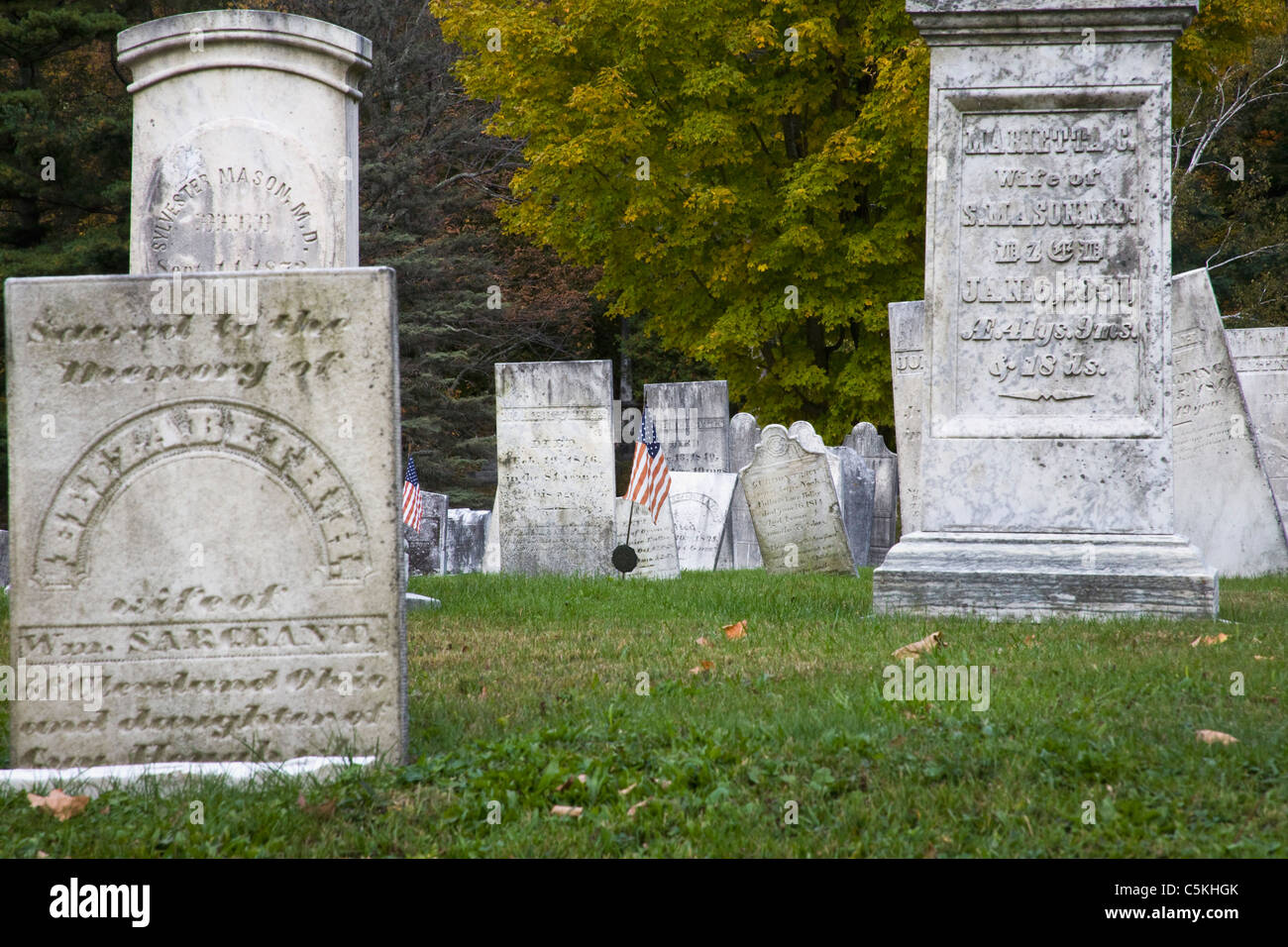 Headstones in cemetery in Fall Stock Photo - Alamy