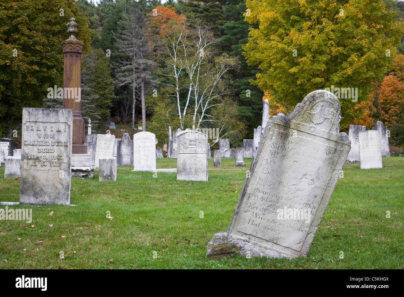 Headstones in cemetery in Fall Stock Photo - Alamy