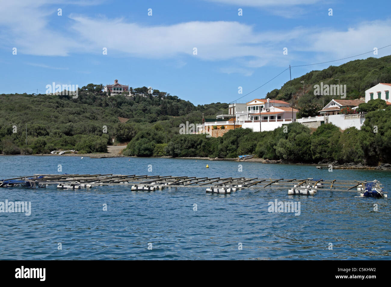 Mussel farms in Mahon Harbour, Menorca, Spain Stock Photo - Alamy