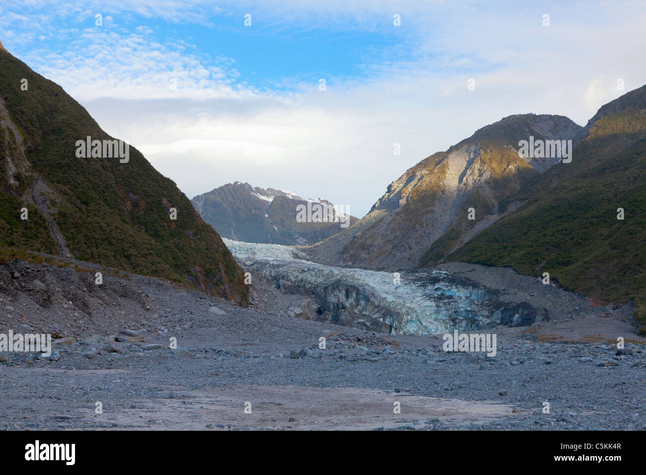 View of the Fox Glacier from the terminus Stock Photo - Alamy
