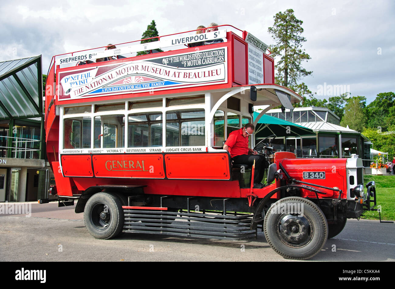 Vintage, open-top, London bus ride, Beaulieu, New Forest District ...