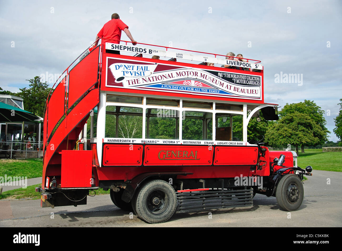 Vintage, open-top, London bus ride, Beaulieu, New Forest District ...