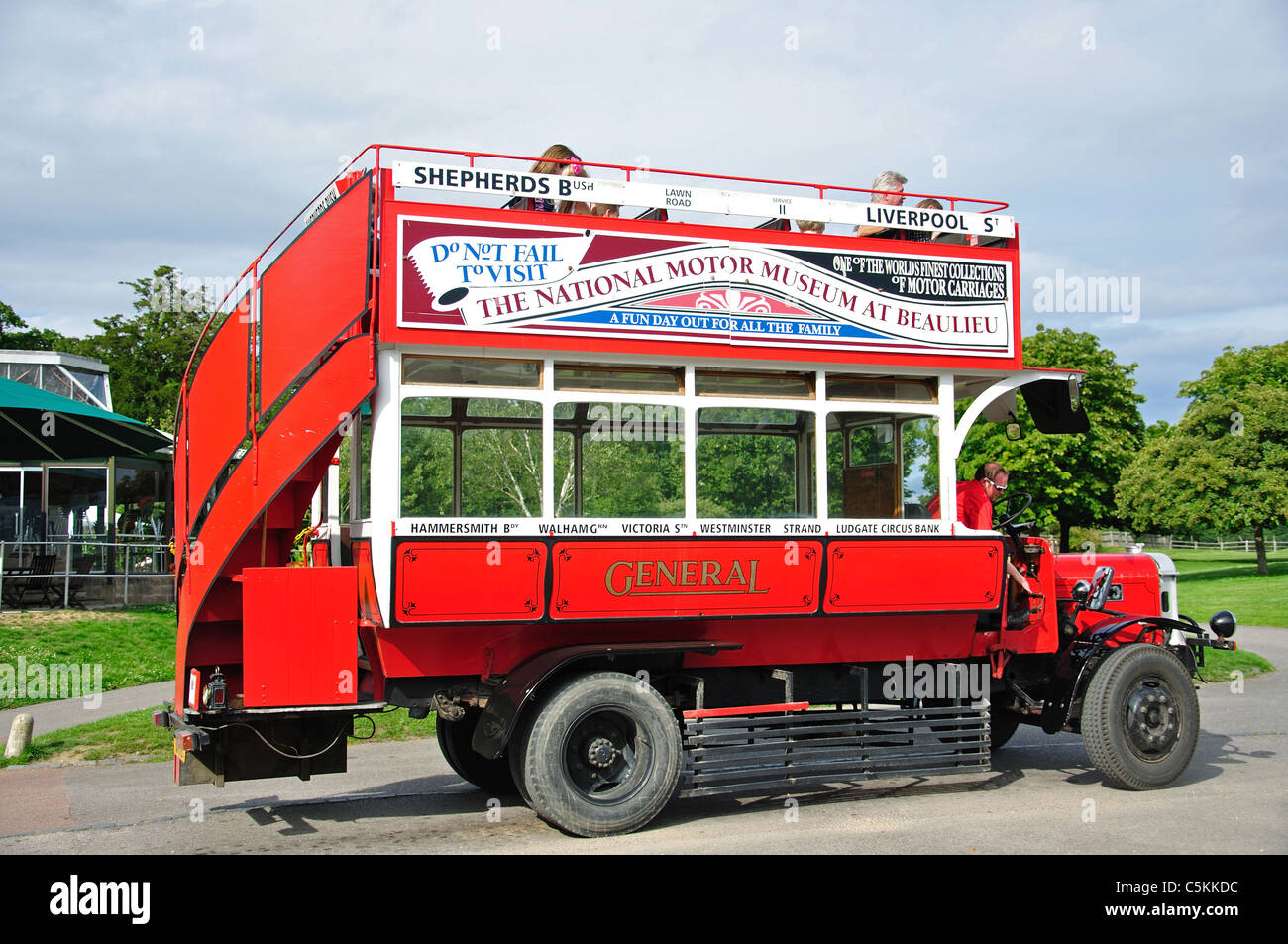 Vintage, open-top, London bus ride, Beaulieu, New Forest District ...