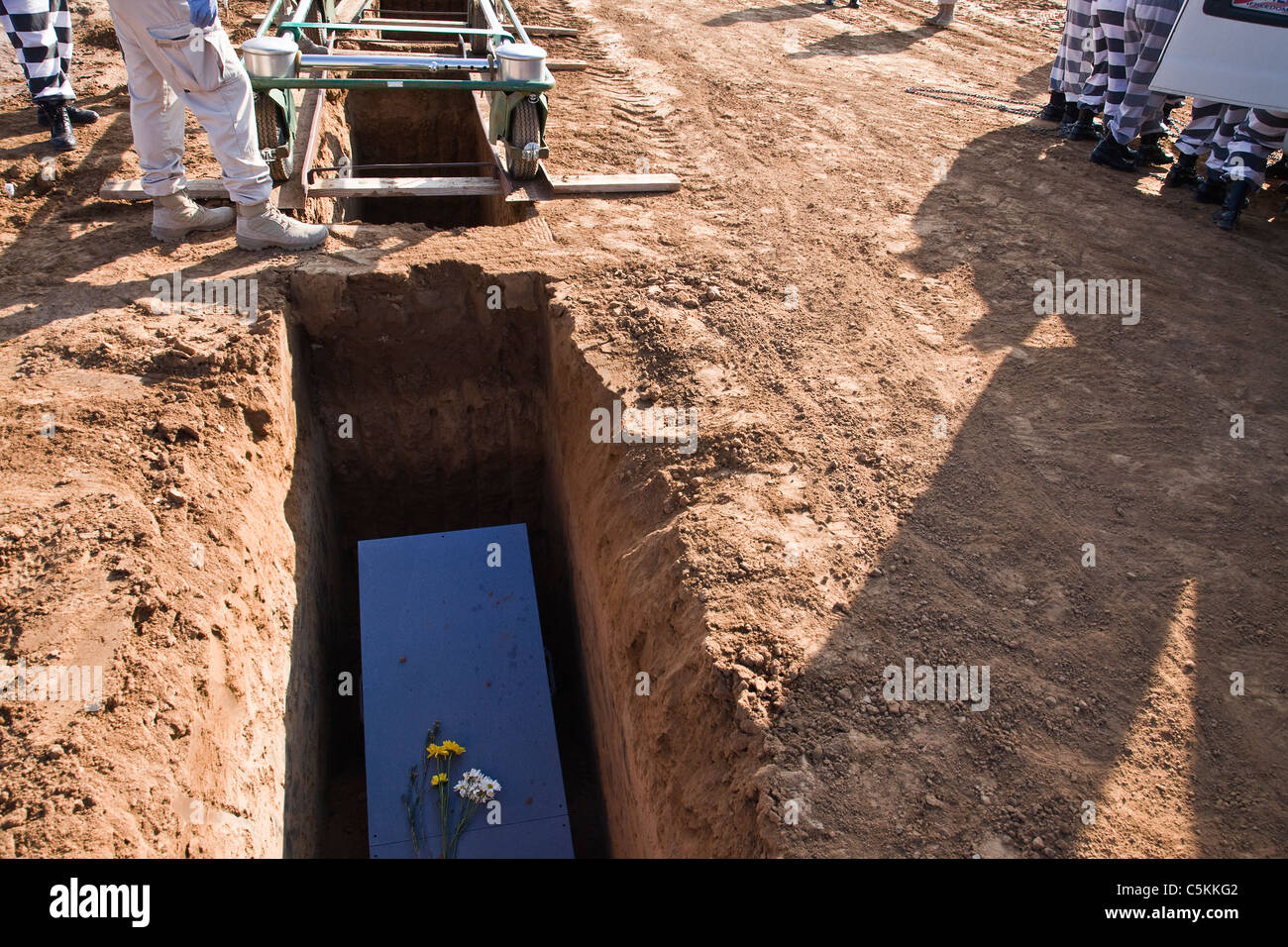 A coffin lies in a grave during burial duty Stock Photo - Alamy