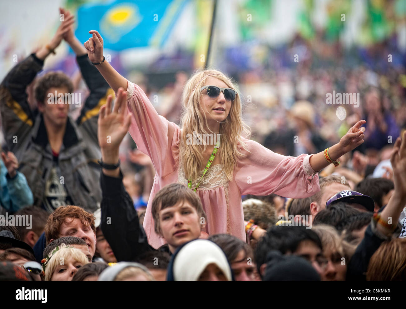 Teenage music fan at outdoor music festival Stock Photo - Alamy