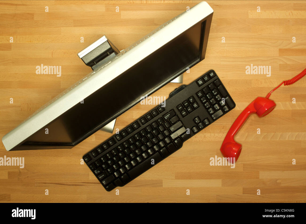 A desktop computer on a work dfesk Stock Photo - Alamy