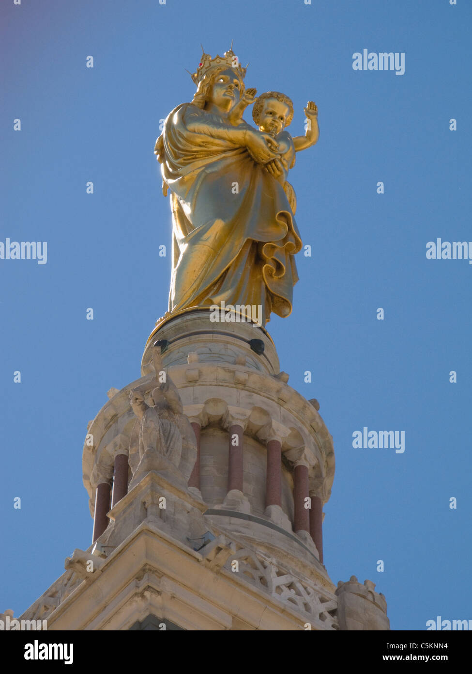 Gilded statue of Madonna and Child, Church of Notre-Dame-de-la-Garde ...