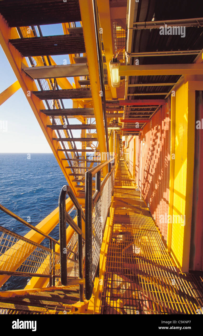 One of the gangways onboard a natural gas drilling platform Maui A in ...