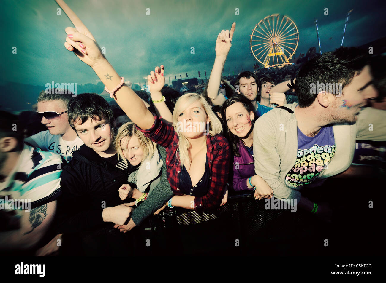 Music fans at music festival at night Stock Photo - Alamy