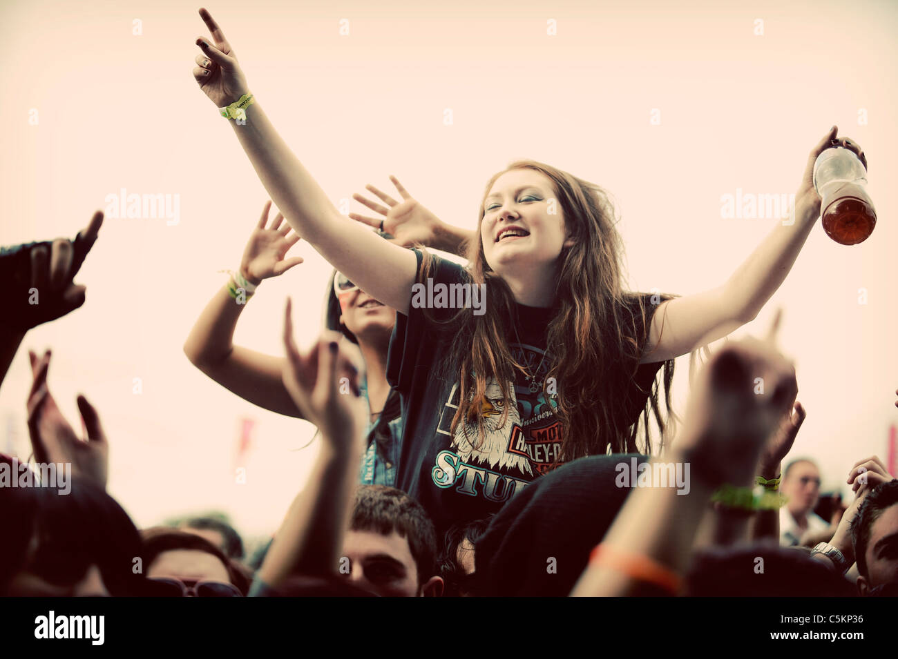 Female music fans at music festival Stock Photo - Alamy
