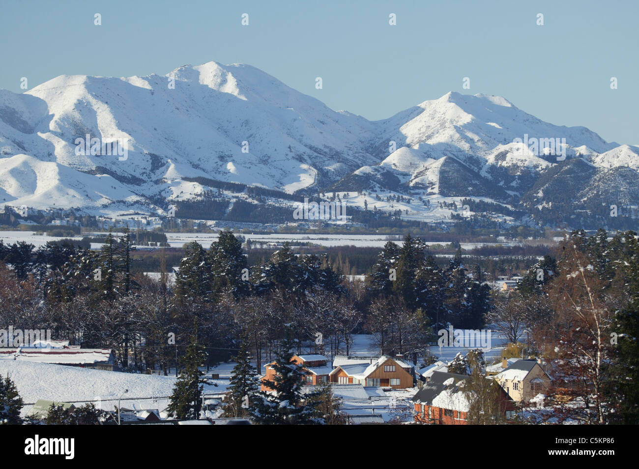 Hanmer Springs and Amuri Mountain Range from Conical Hill under heavy ...