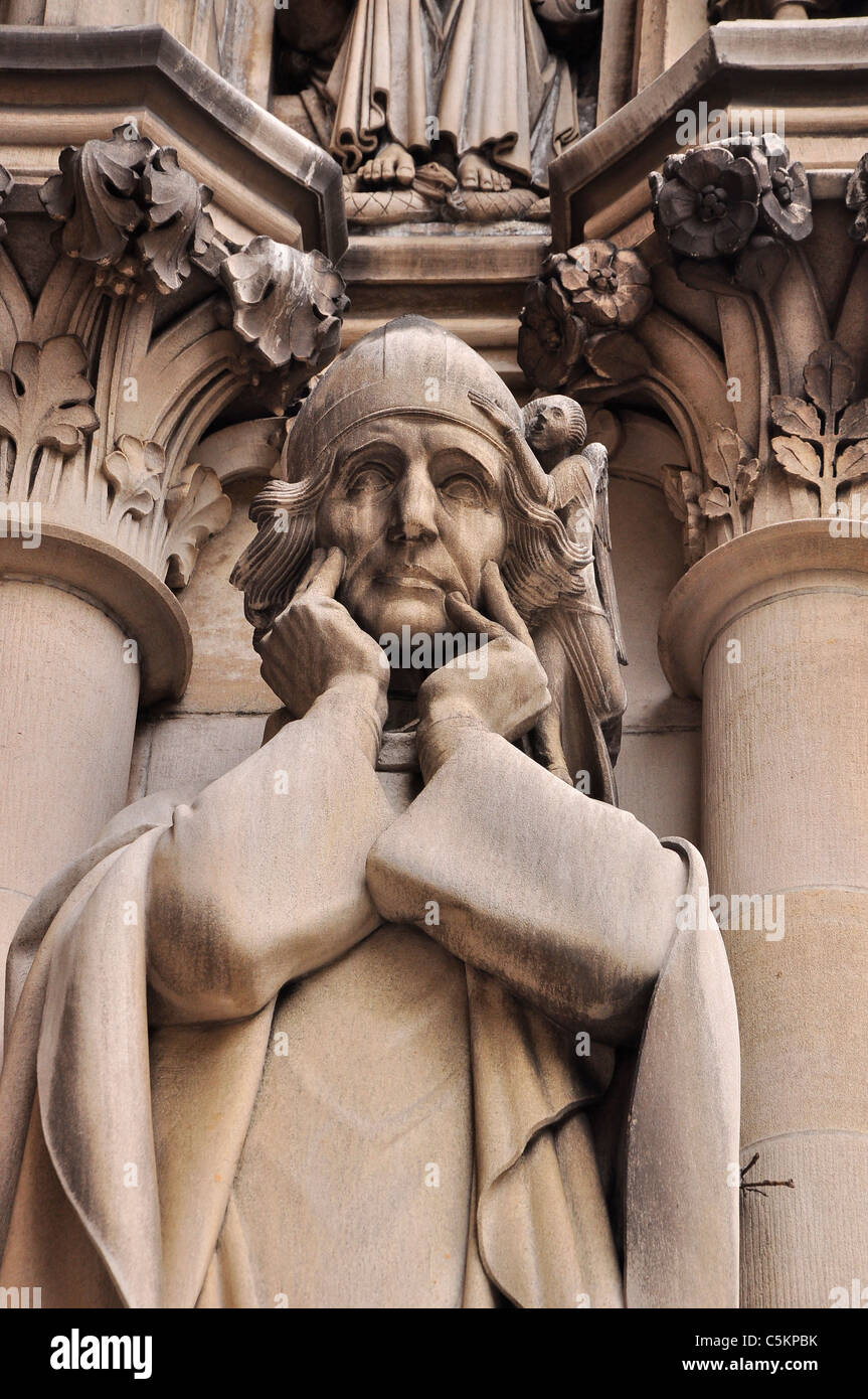 The entrance, Sculptures, Frieze and statues of Cathedral of Saint John the Divine, Manhattan ...