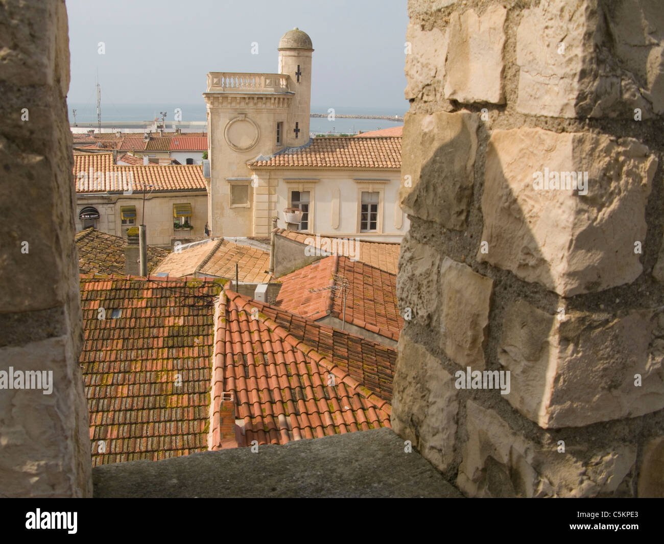 Town Hall from the church roof, Saintes-Maries-de-la-Mer, France Stock ...