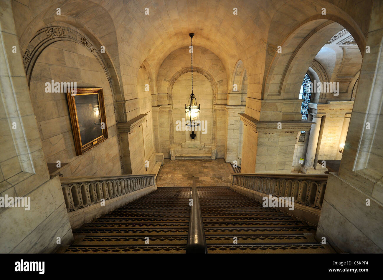 The staircase of New York Public Library, Manhattan New York Stock ...