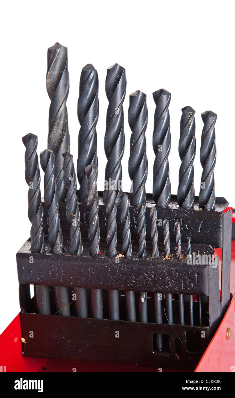 drills in red box isolated on white background Stock Photo - Alamy