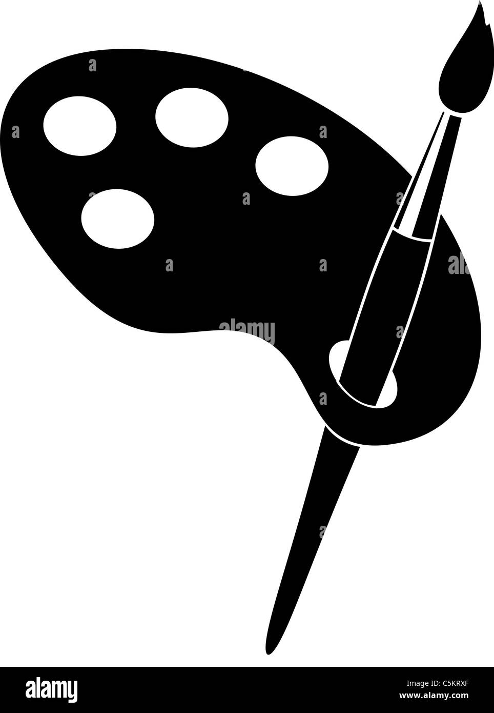 Vector illustration paintbrush palette Black and White Stock Photos ...