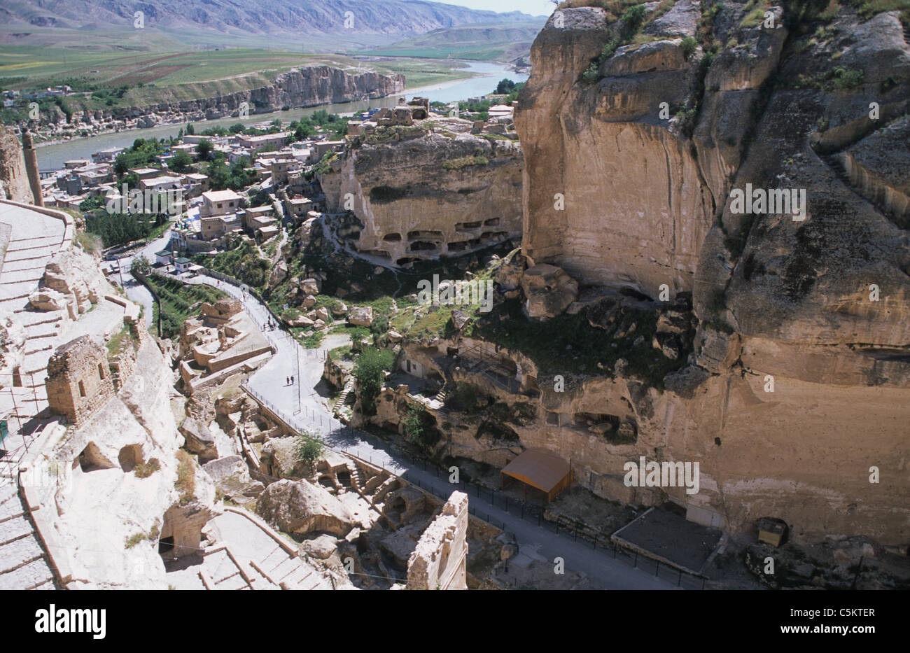 Ancient cave dwellings seen from the citadel under threat from the ...