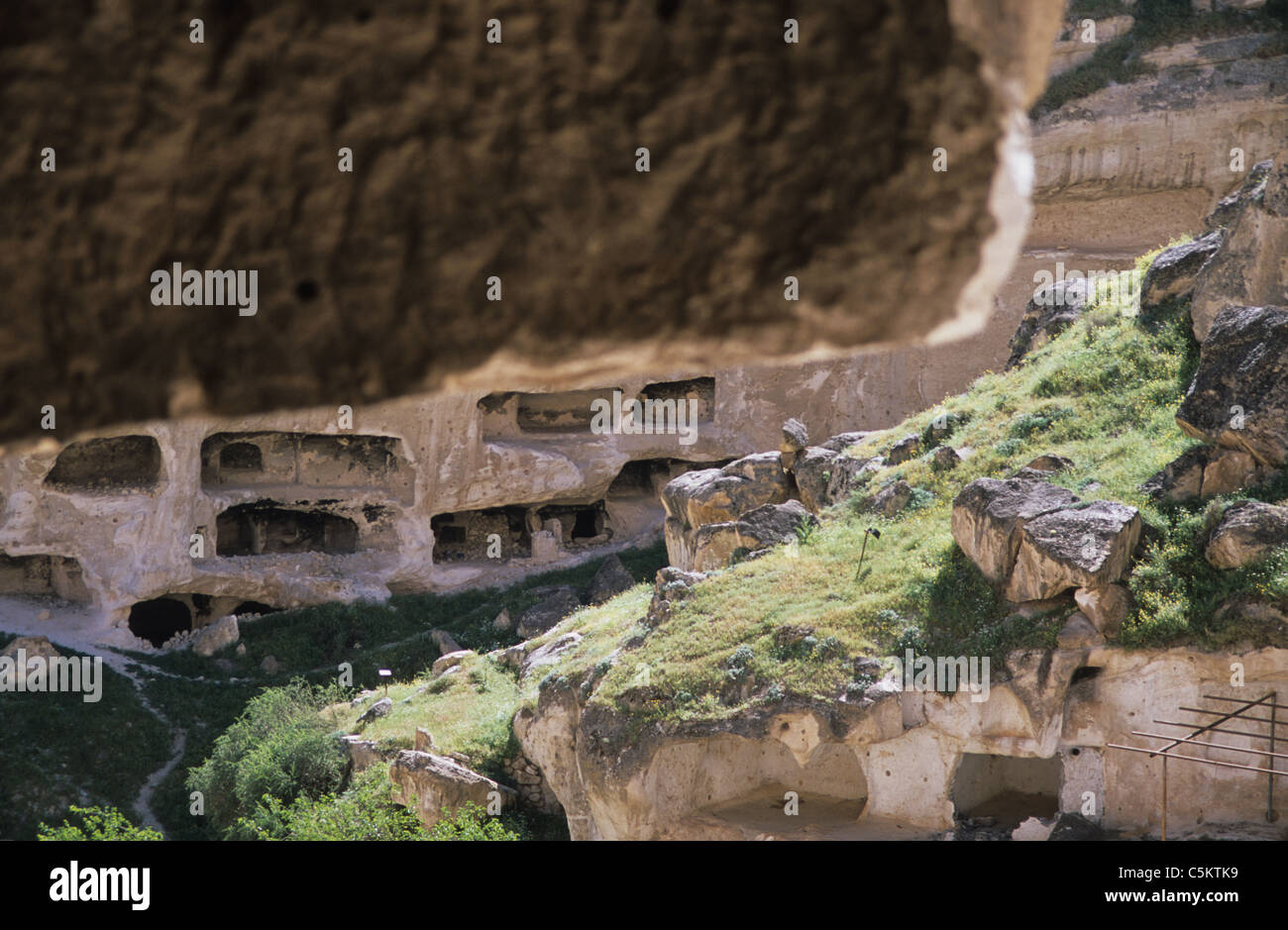 Ancient cave dwellings seen from above on the citadel, under threat ...