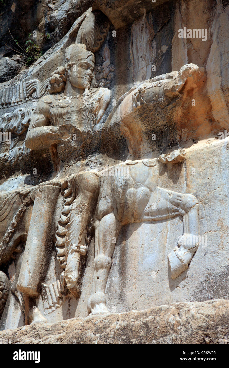 Relief of Sassanian king Bahram II (280 AD), near Bishapur, Province ...