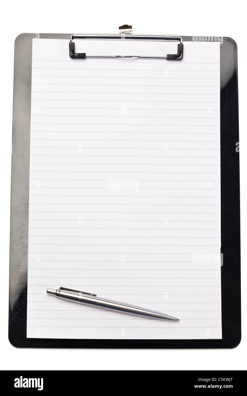 Pen at an angle at the botom of note pad Stock Photo - Alamy