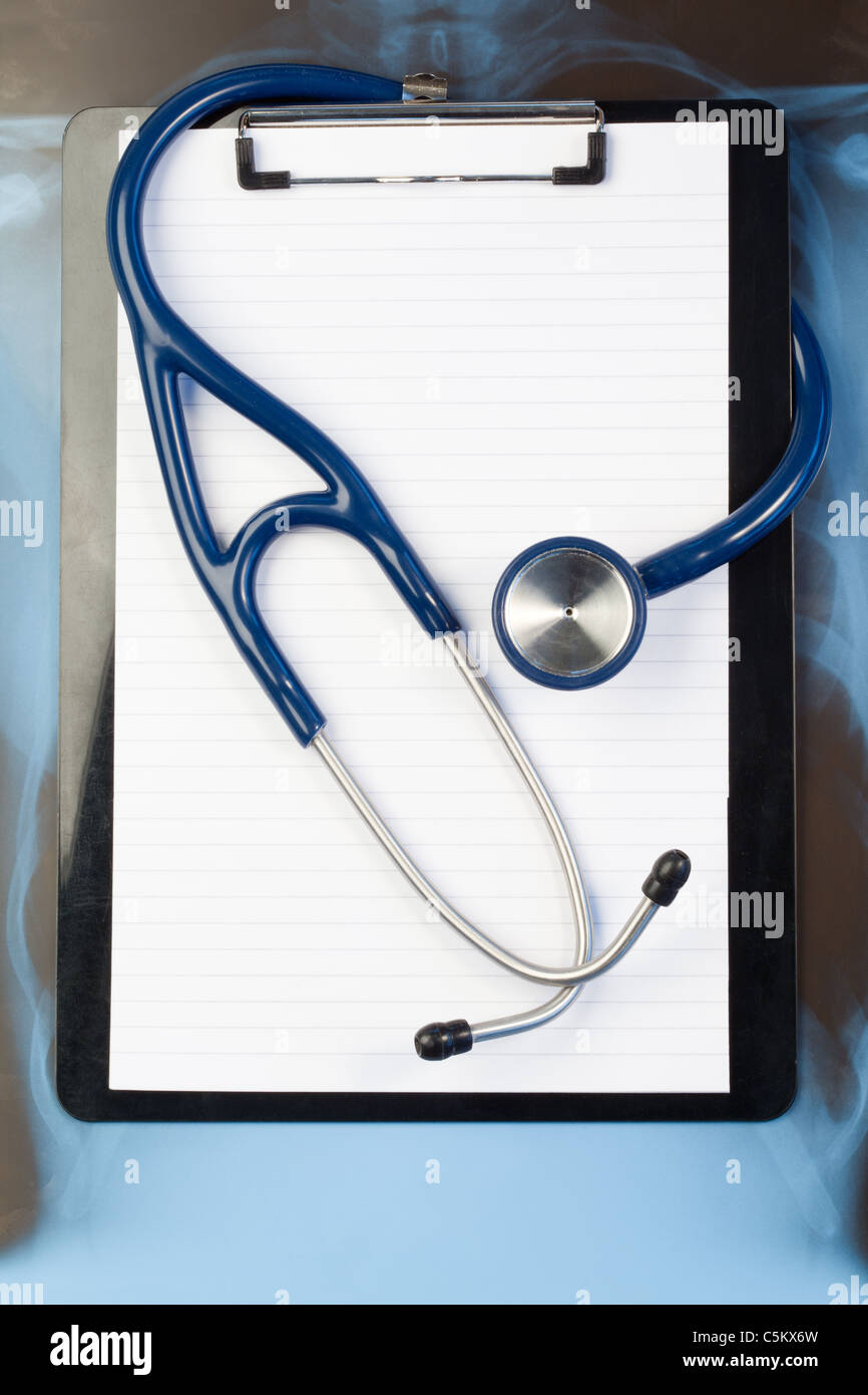 Note pad and stethoscope Stock Photo - Alamy
