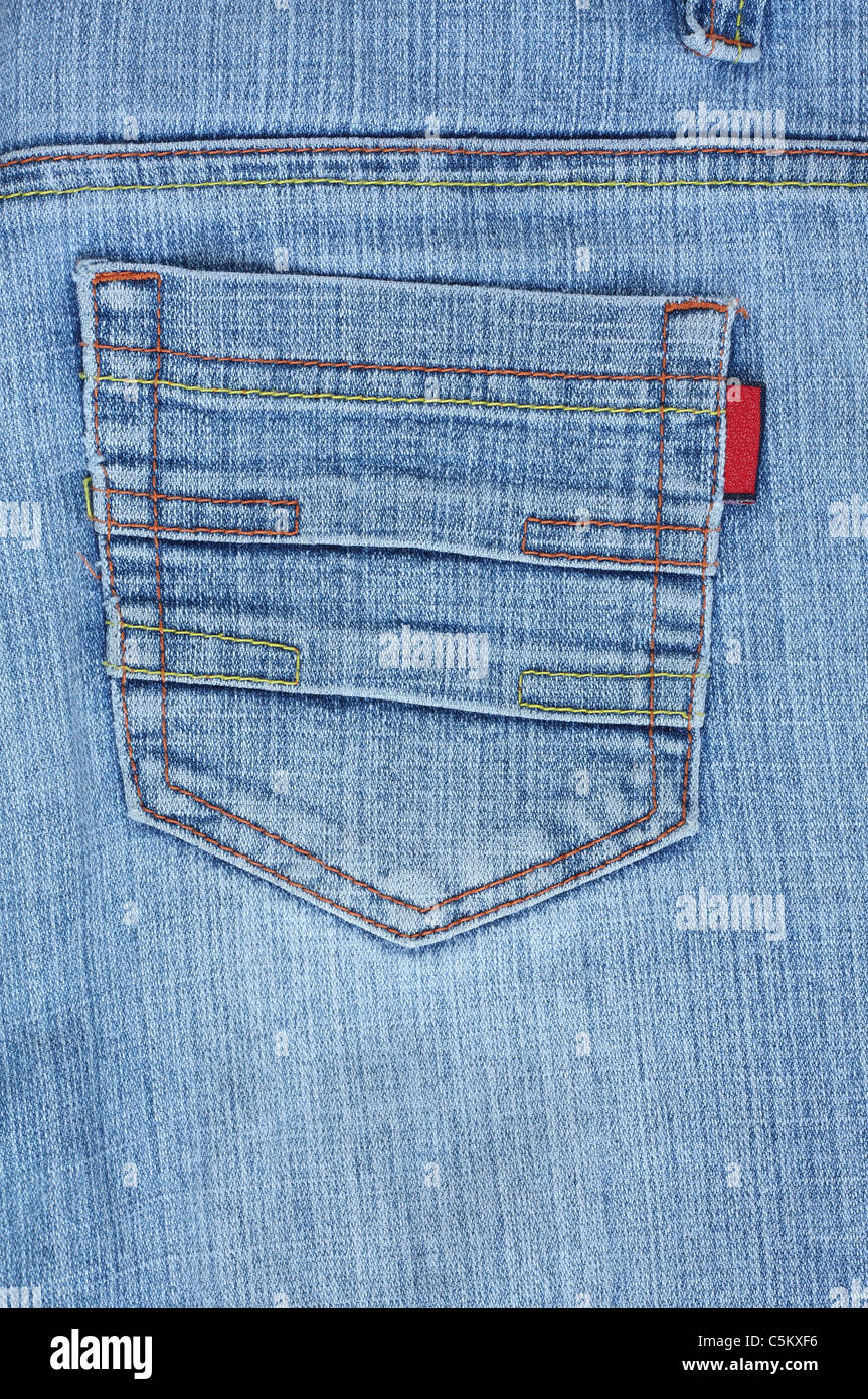 Rear blue jeans pocket Stock Photo - Alamy