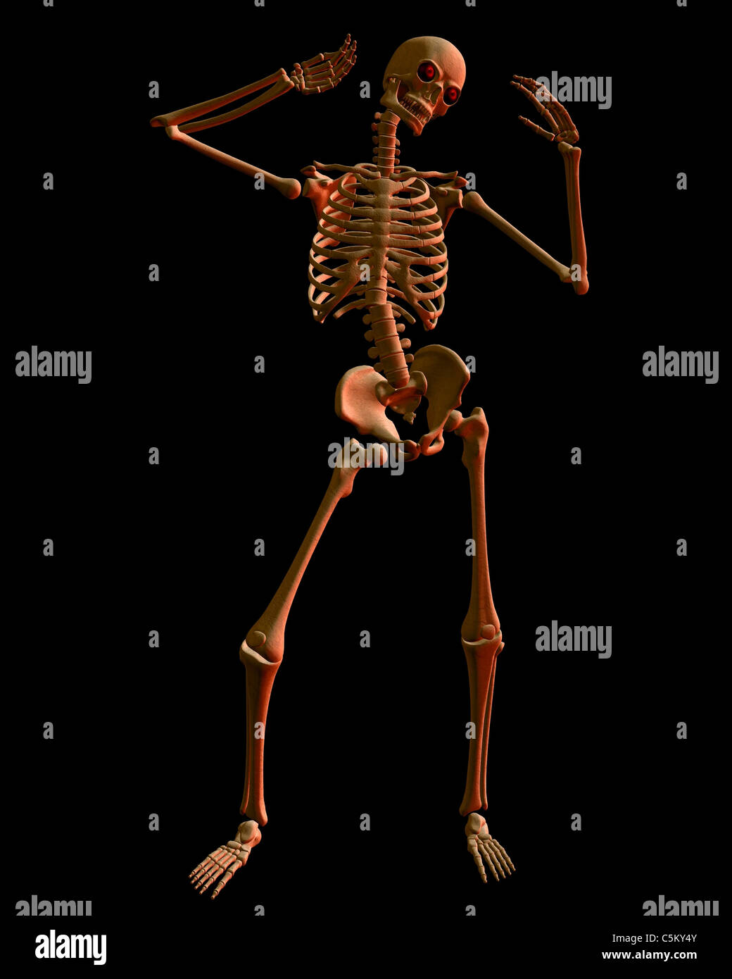 Standing Skeleton with Spooky Red lighting Stock Photo - Alamy