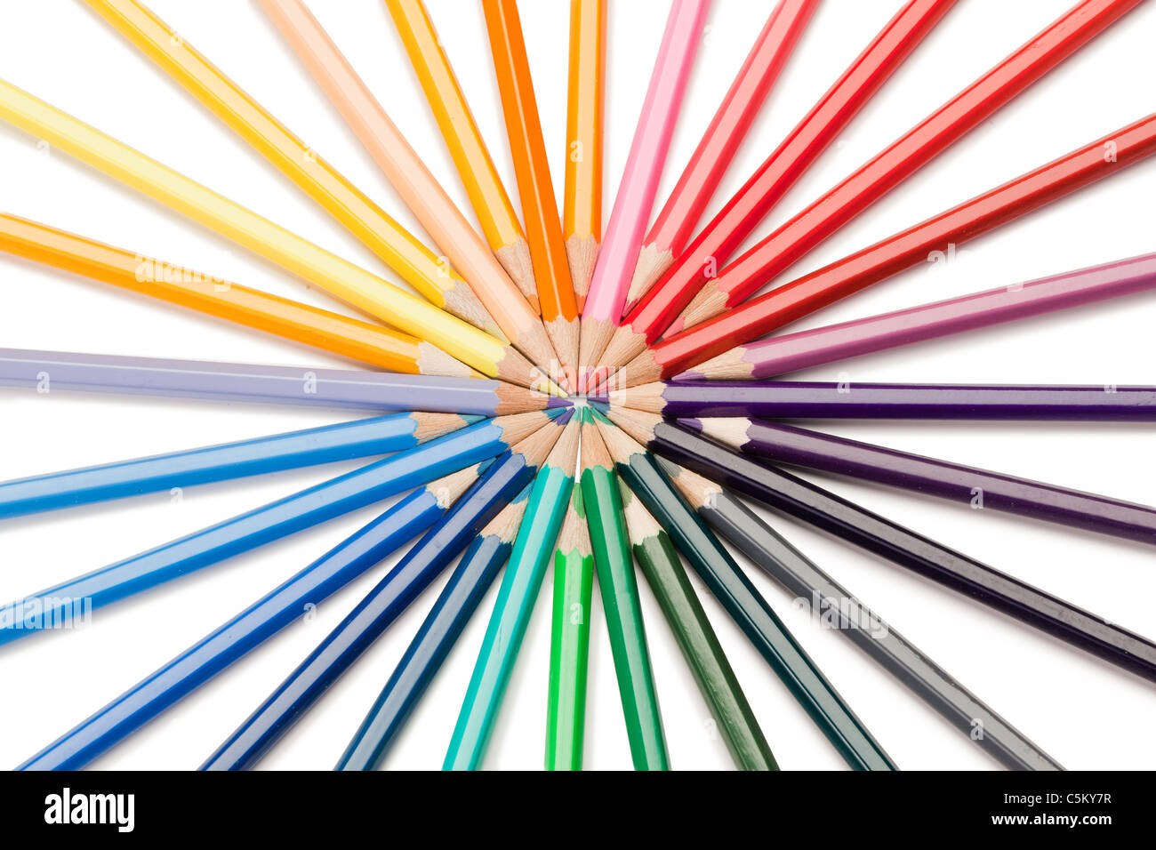 Top view of color pencils star Stock Photo - Alamy