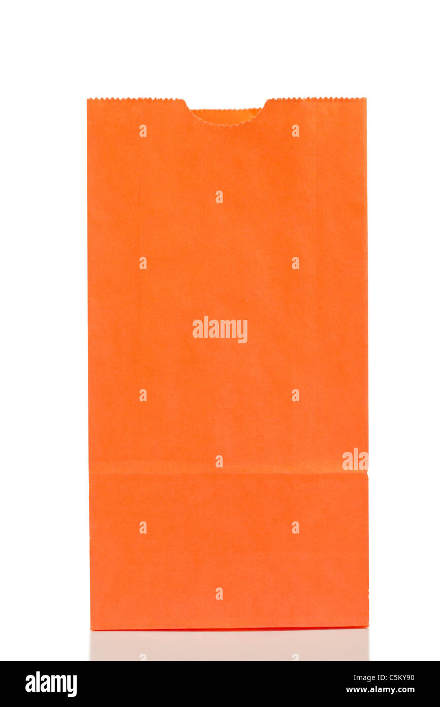 Orange paper bag Stock Photo - Alamy