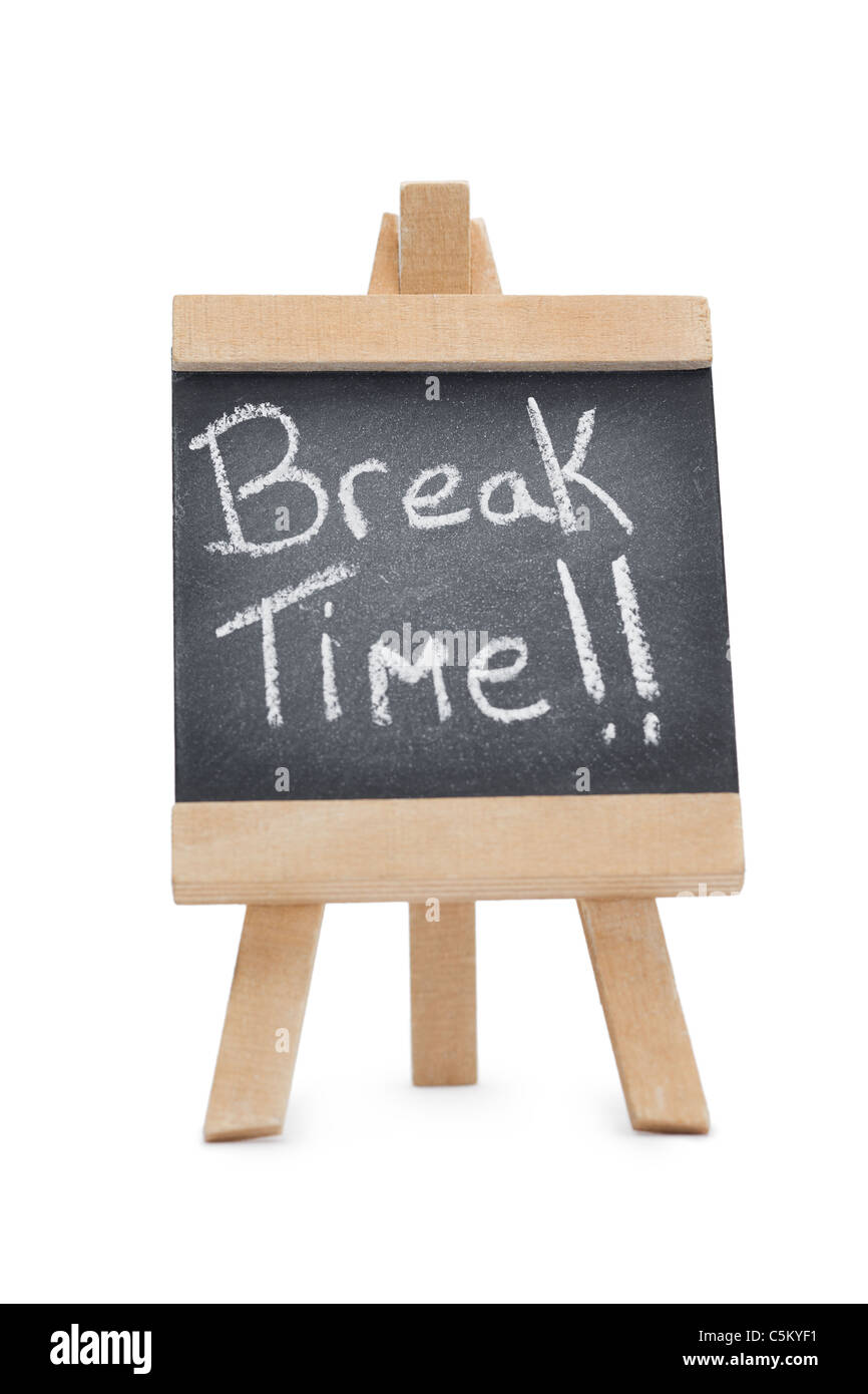 Chalkboard with the words break time written on it Stock Photo - Alamy