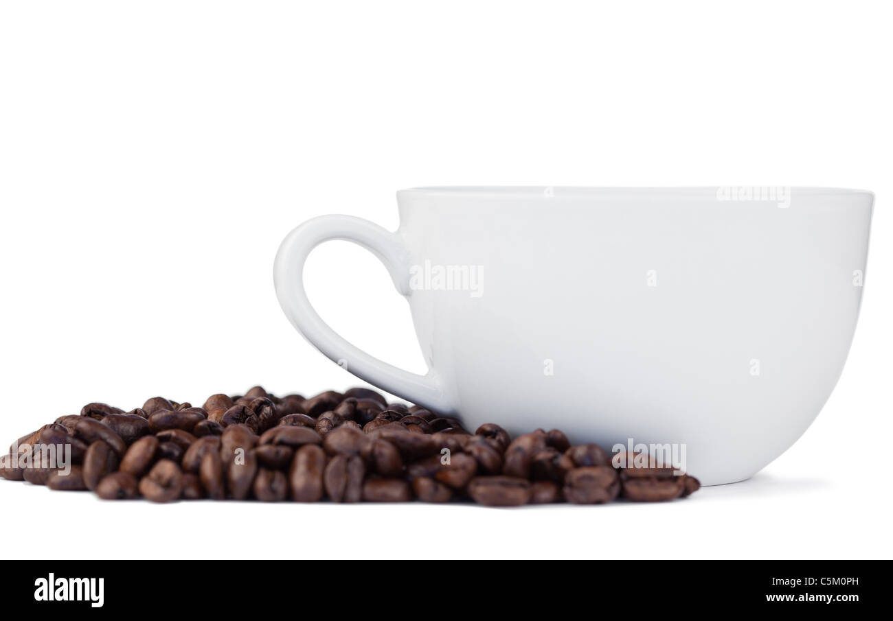 Coffee beans cup closeup Cut Out Stock Images & Pictures - Alamy