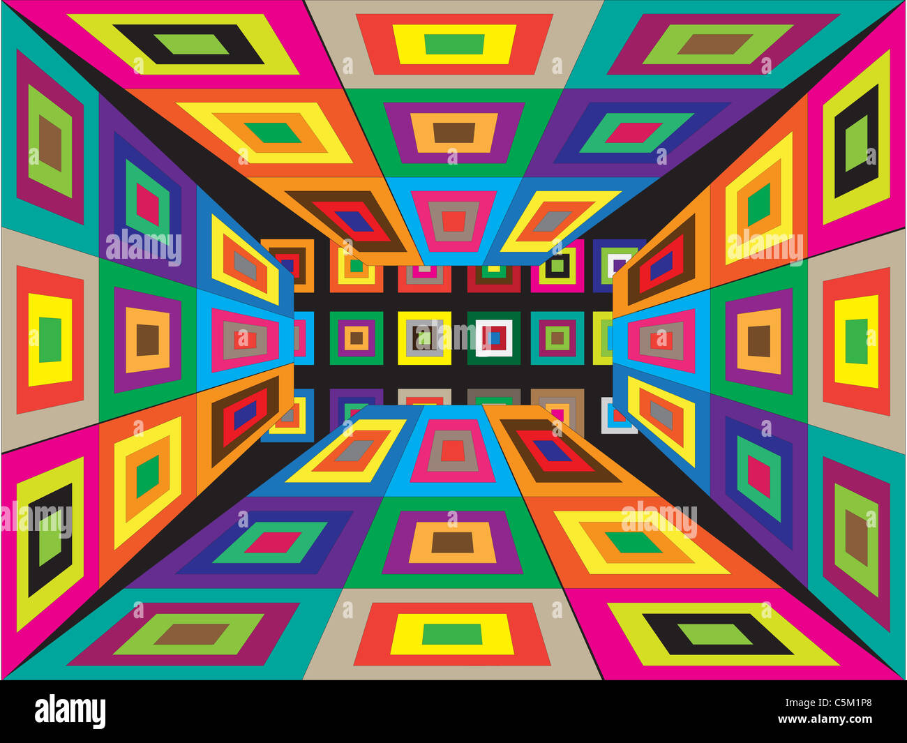 The open colored box from squeres in space Stock Photo - Alamy