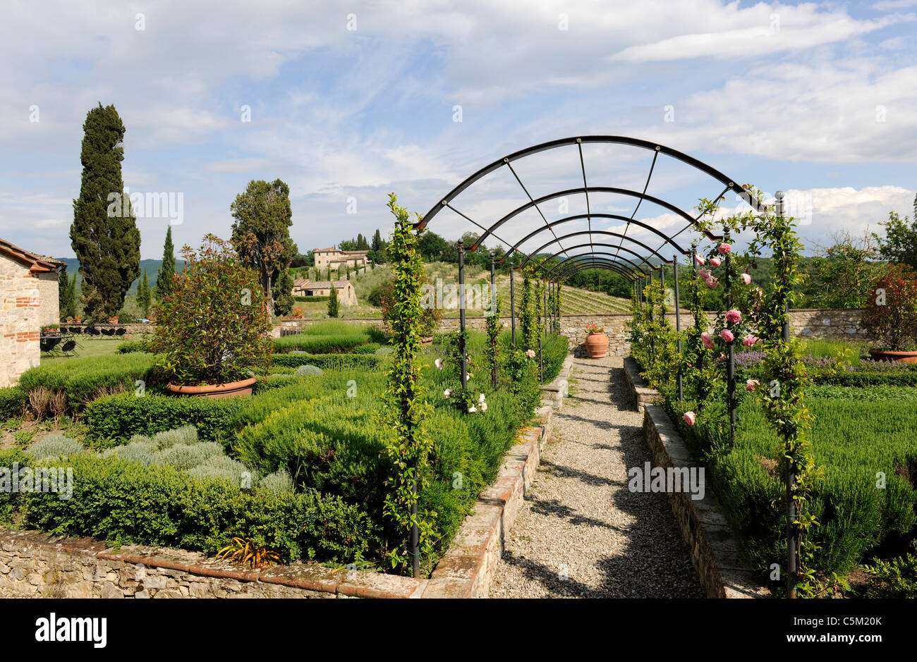 Gardens of Castello di Meleto Chianti Italy Stock Photo - Alamy