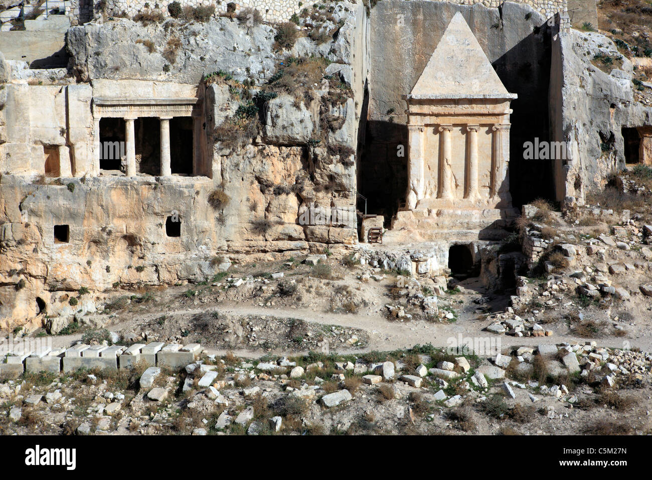 Ancient tombs in the Kidron valley (1st century BC), Jerusalem, Israel ...