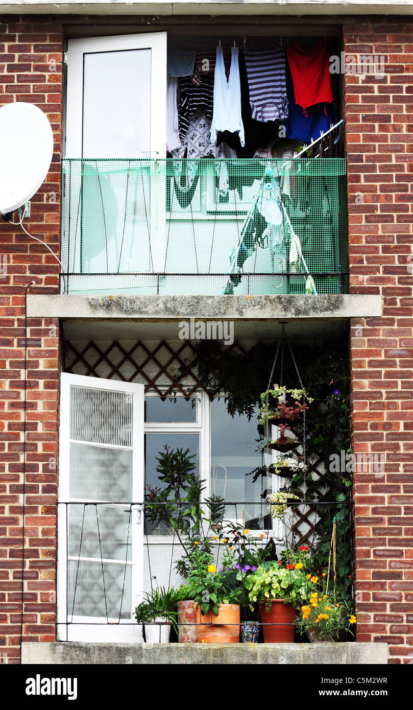 British balconies in flats Milton Stock Photo - Alamy