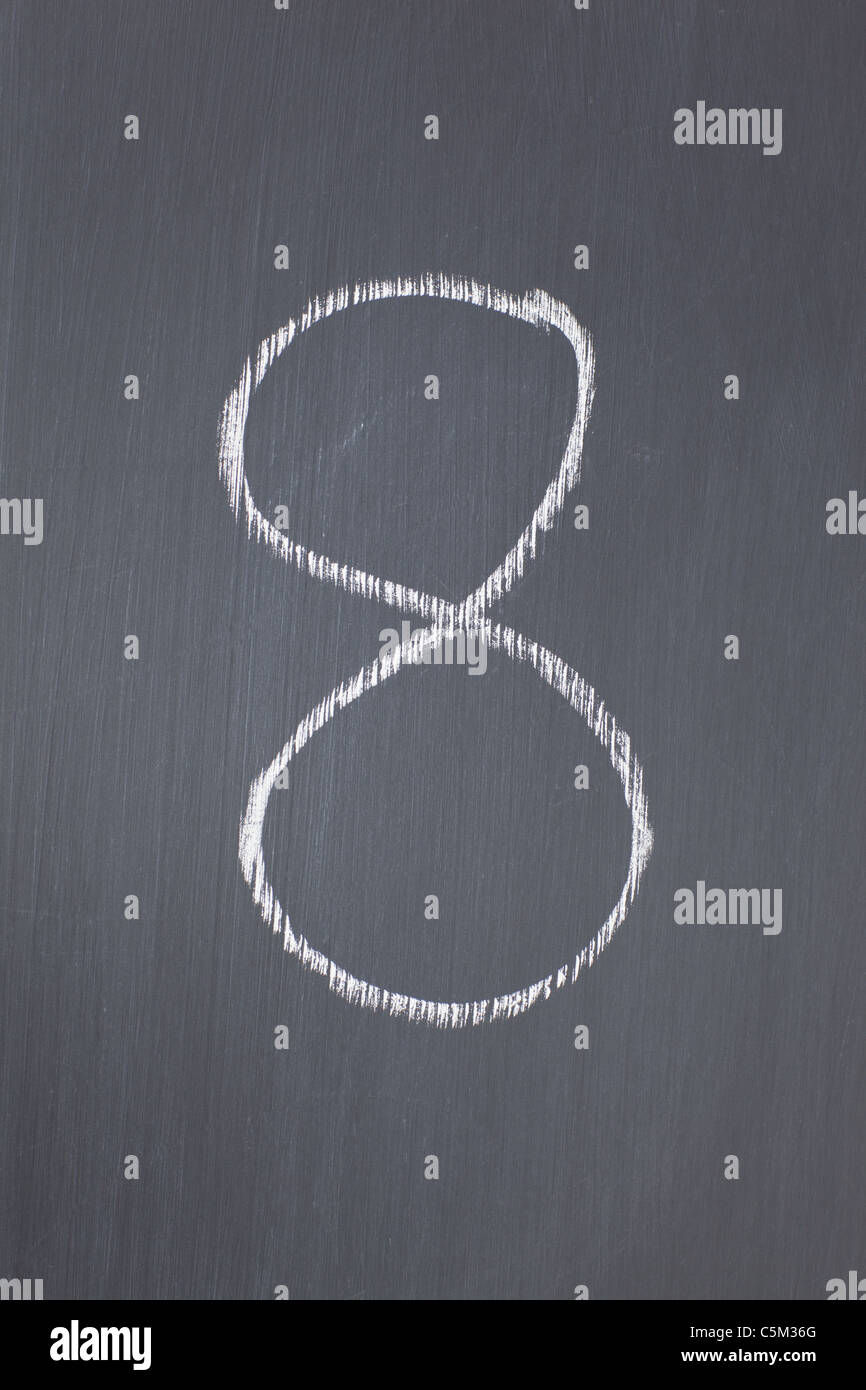 Blackboard with a eight written on it Stock Photo - Alamy
