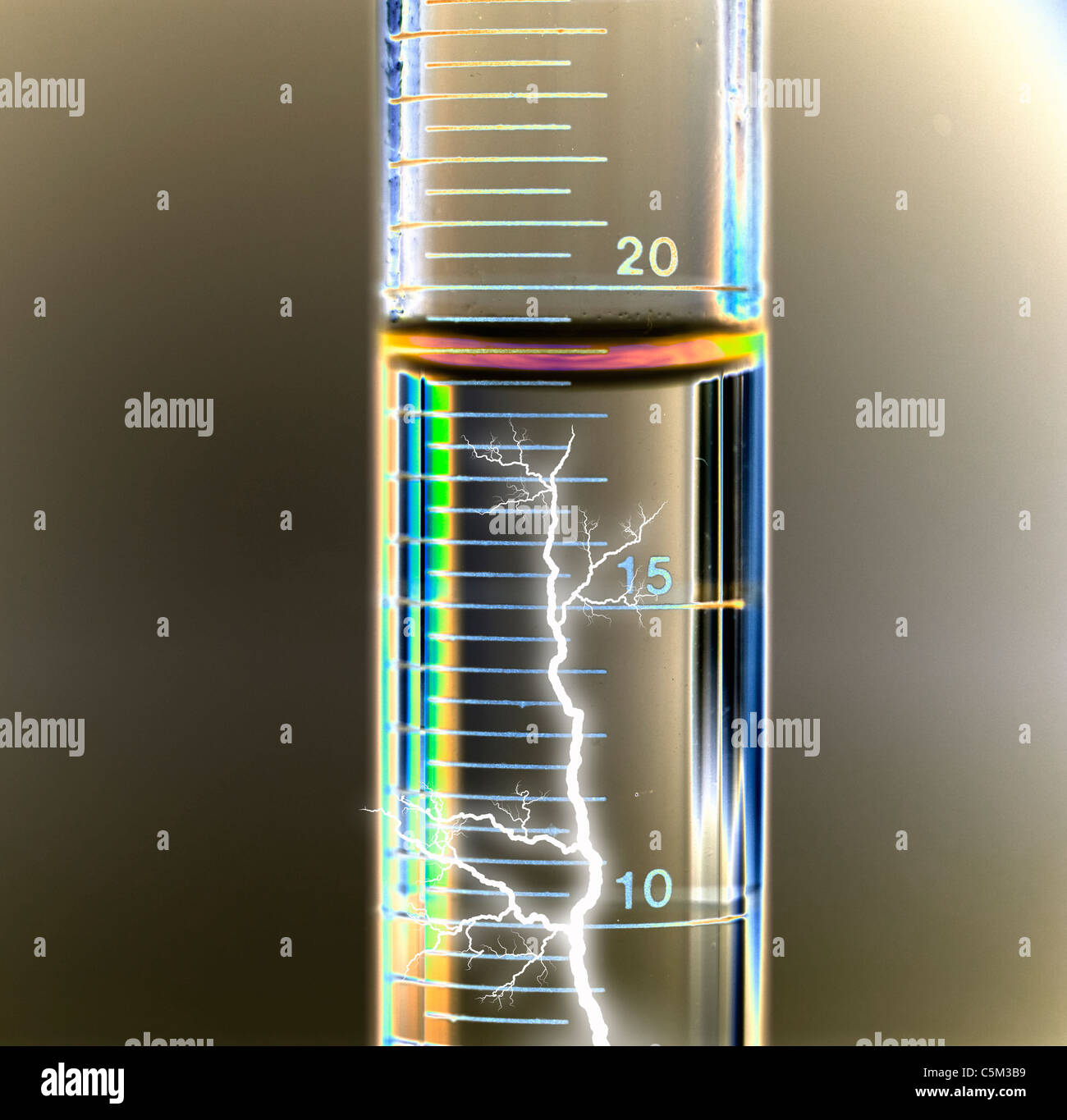 lightning bolt inside calibrated test tube Stock Photo - Alamy