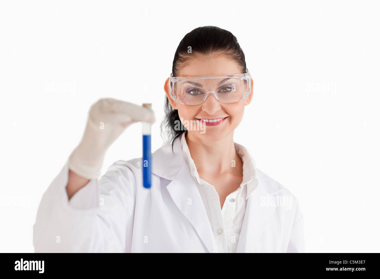 Smiling female scientist looking at the camera Stock Photo - Alamy