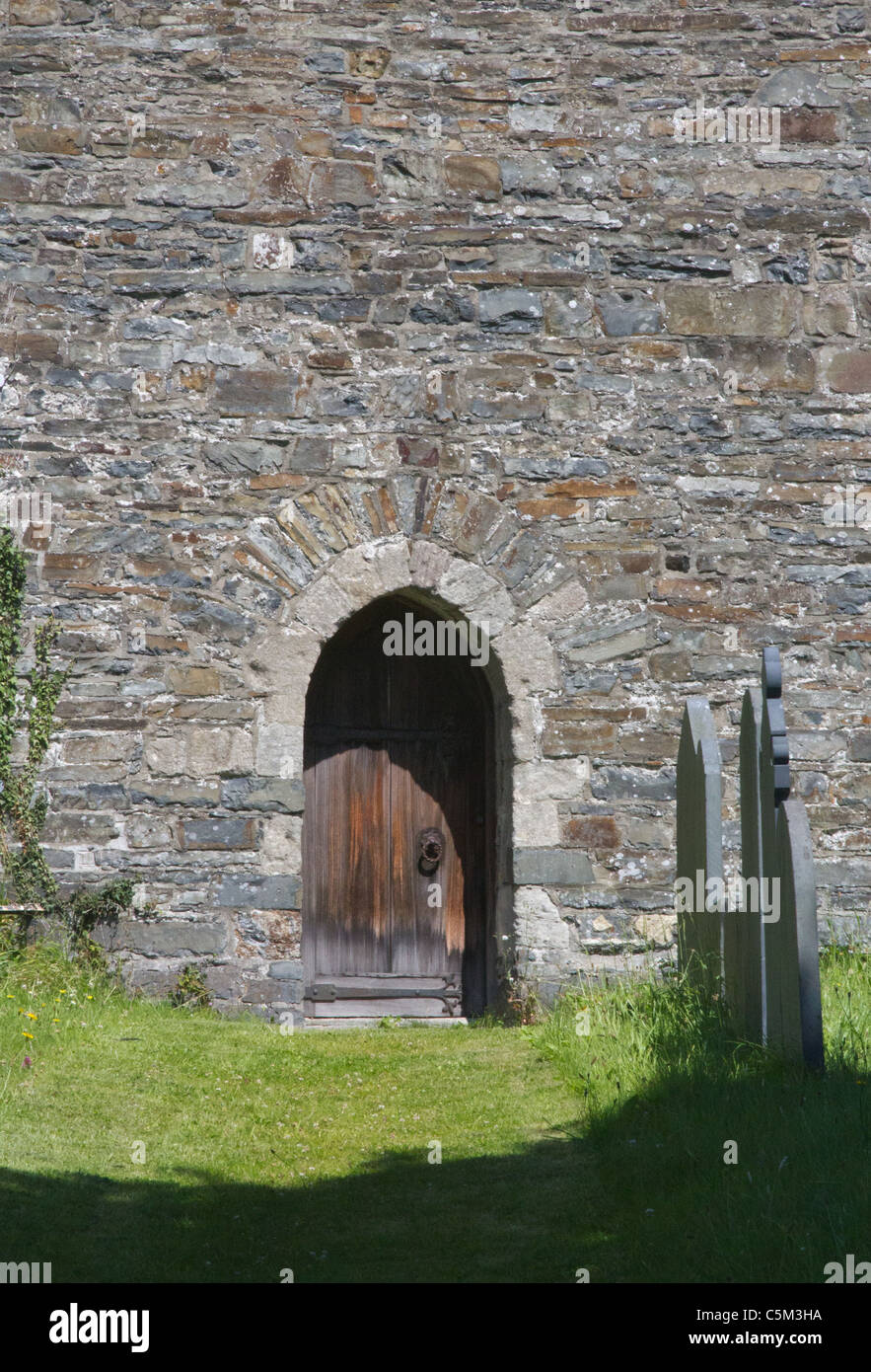 Llanbadarn Fawr Church doorway Stock Photo - Alamy