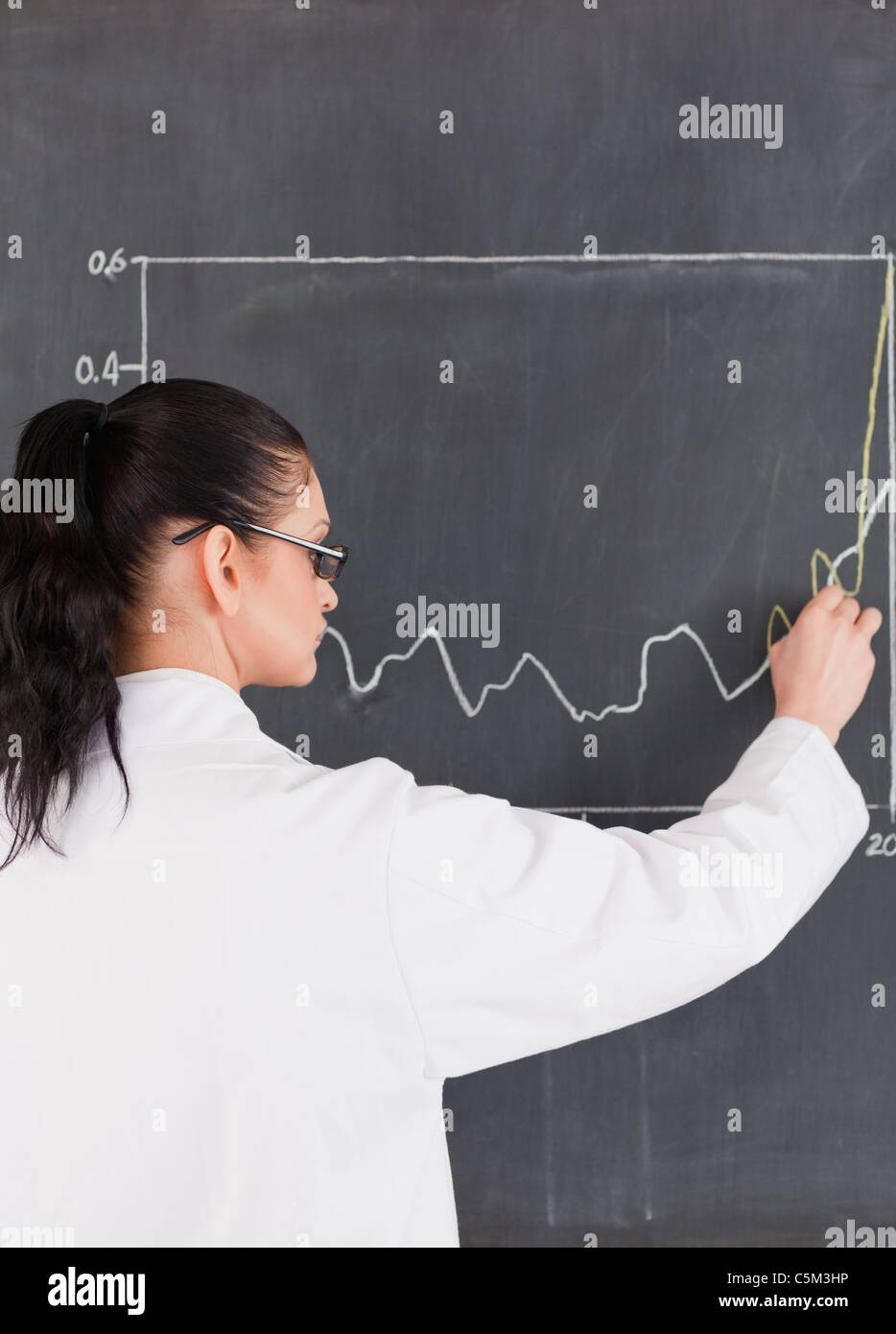 Scientist drawing a graph on the blackboard Stock Photo - Alamy