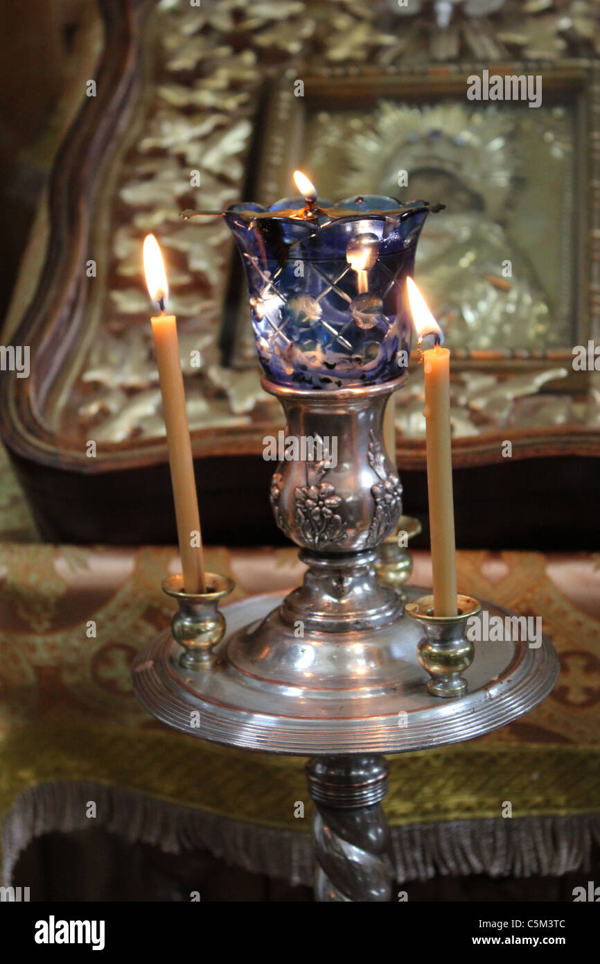 Candles in monastery hi-res stock photography and images - Alamy