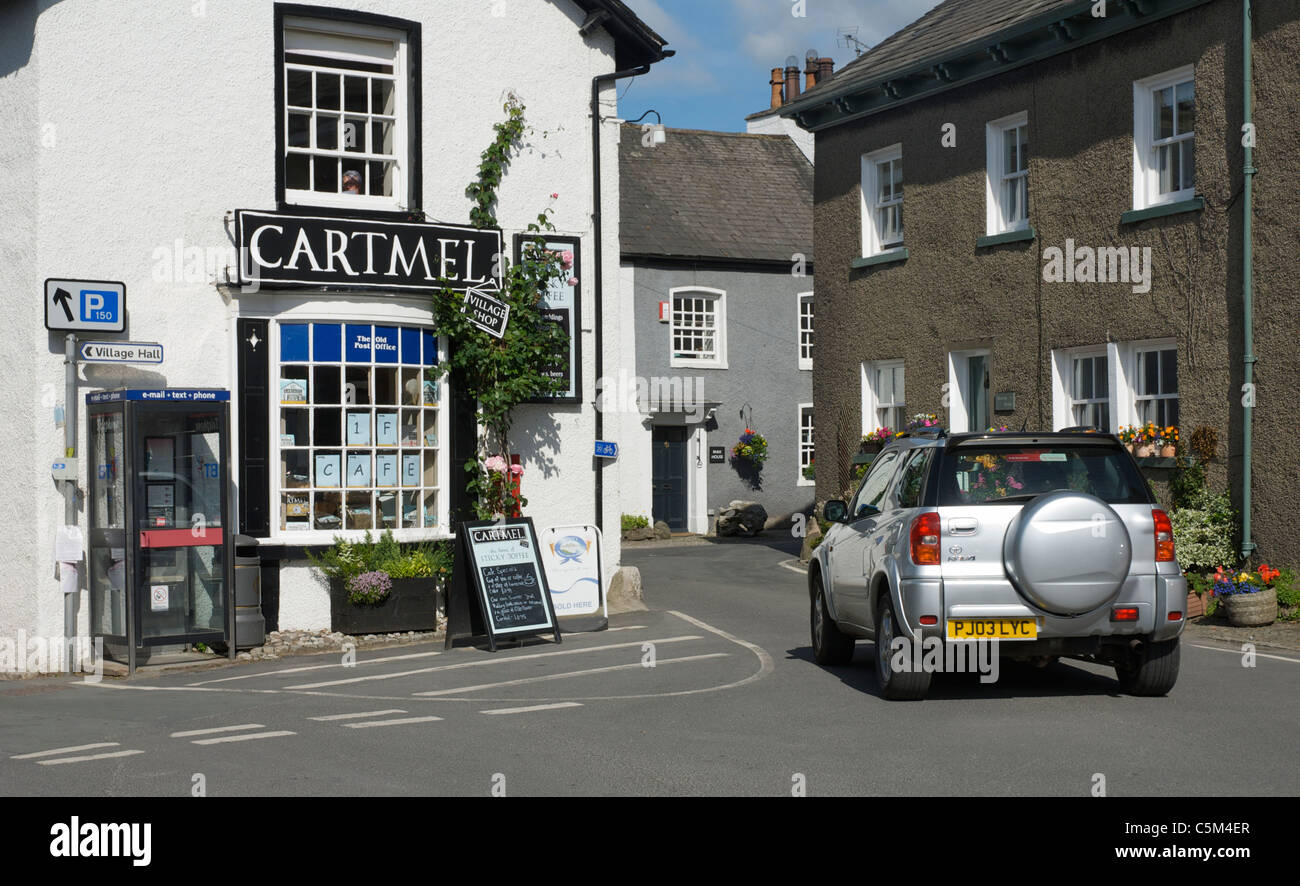 Car in the village of Cartmel, South Lakeland, Cumbria, England UK ...
