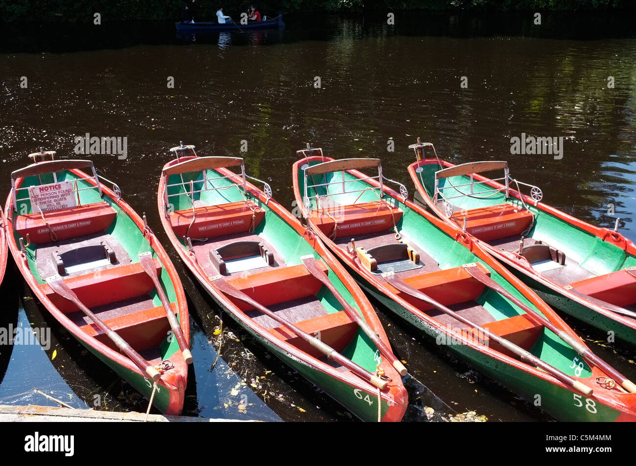 The River Nidd at Knaresborough with rowing boats awaiting hire Stock ...