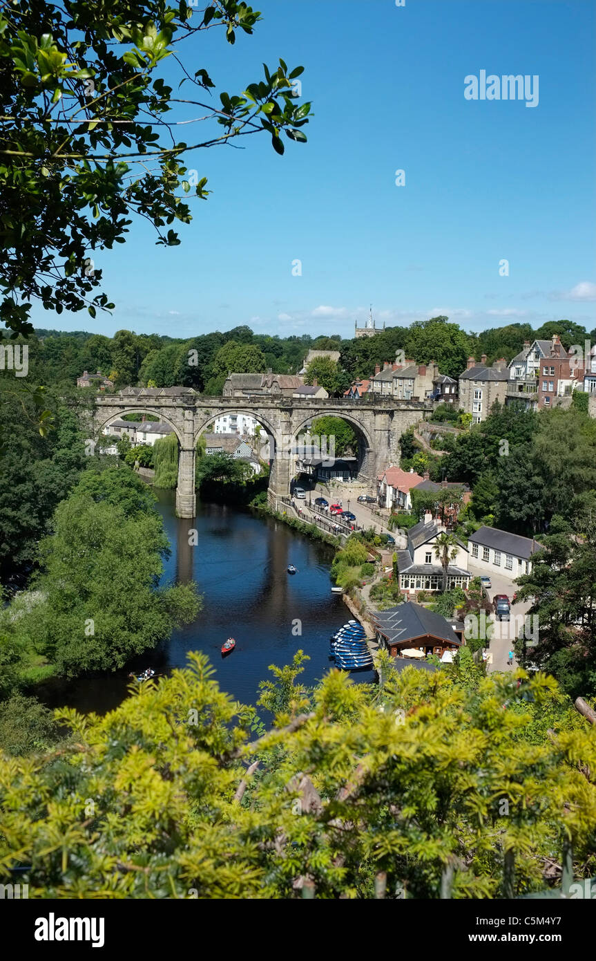 The River Nidd at Knaresborough, North Yorkshire, straddled by a Stone ...