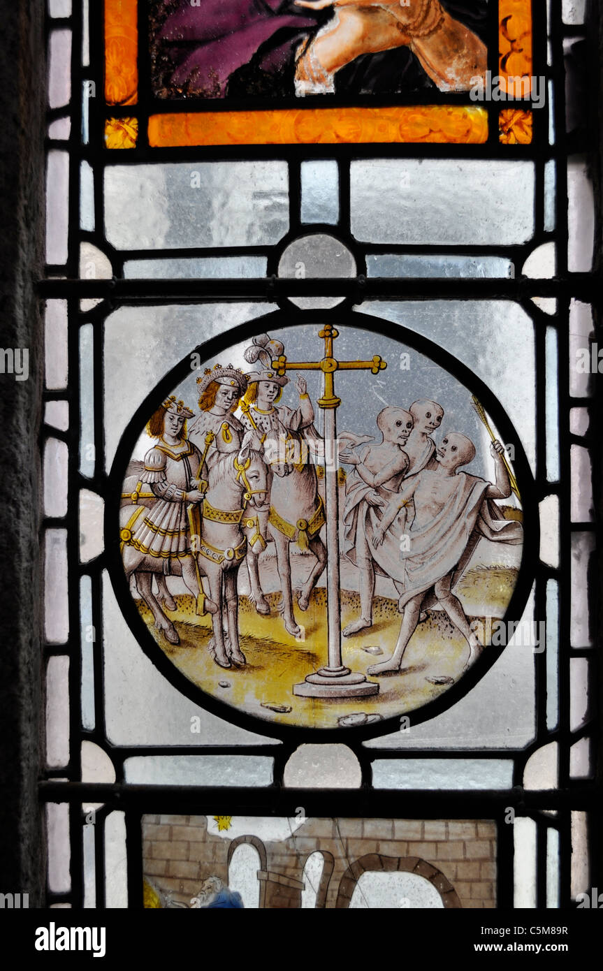 Stained glass window with cross Stock Photo - Alamy