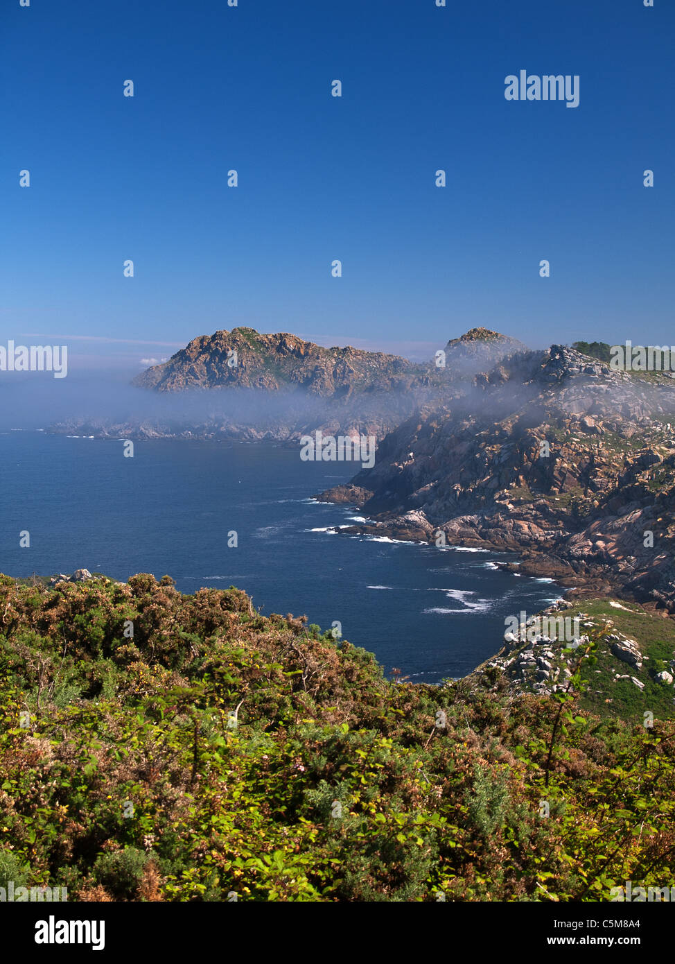 Vertical landscape of Cies islands National Park. Galicia, Spain Stock ...