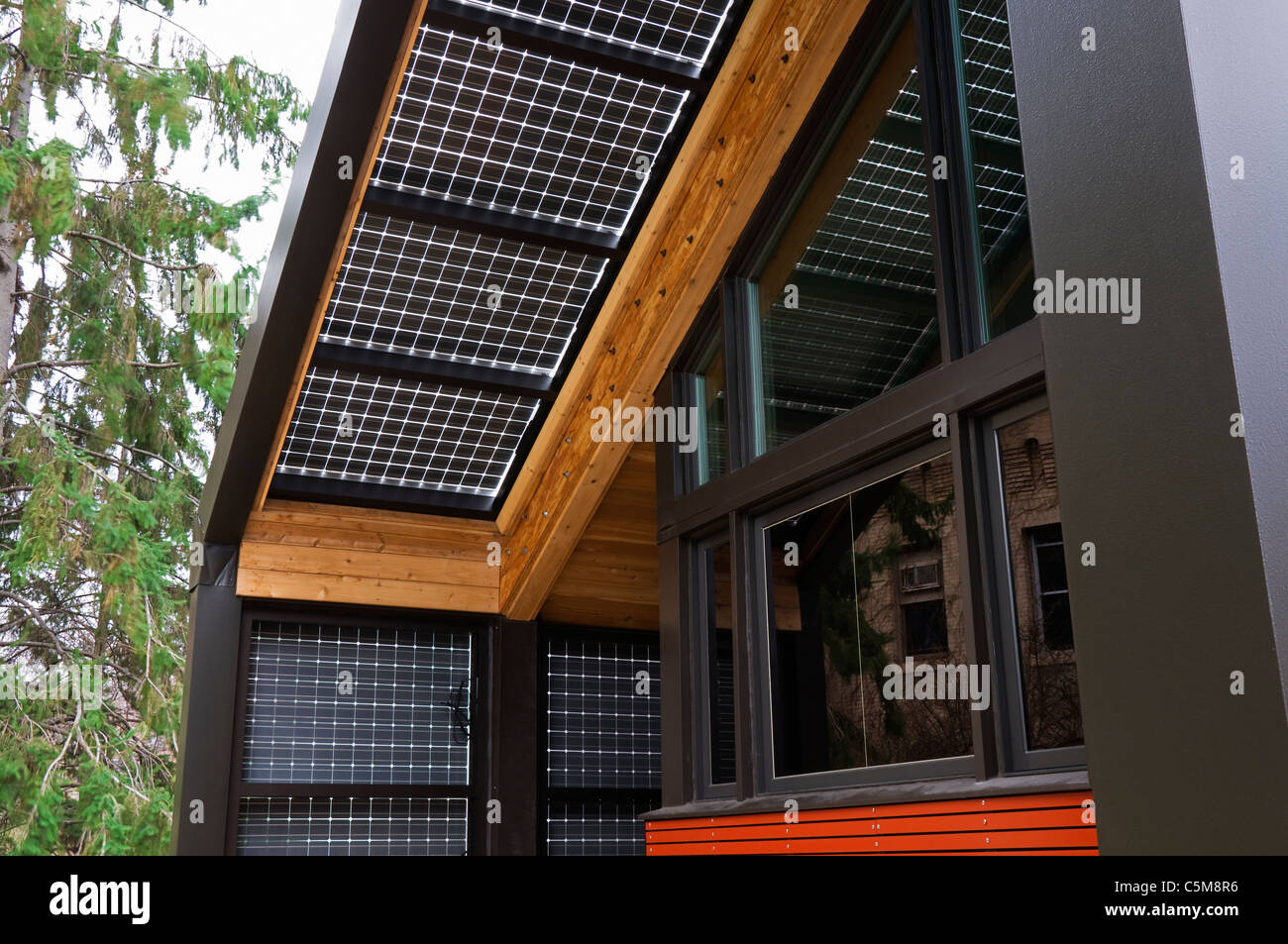 renewable energy house built with solar powered technology showing ...